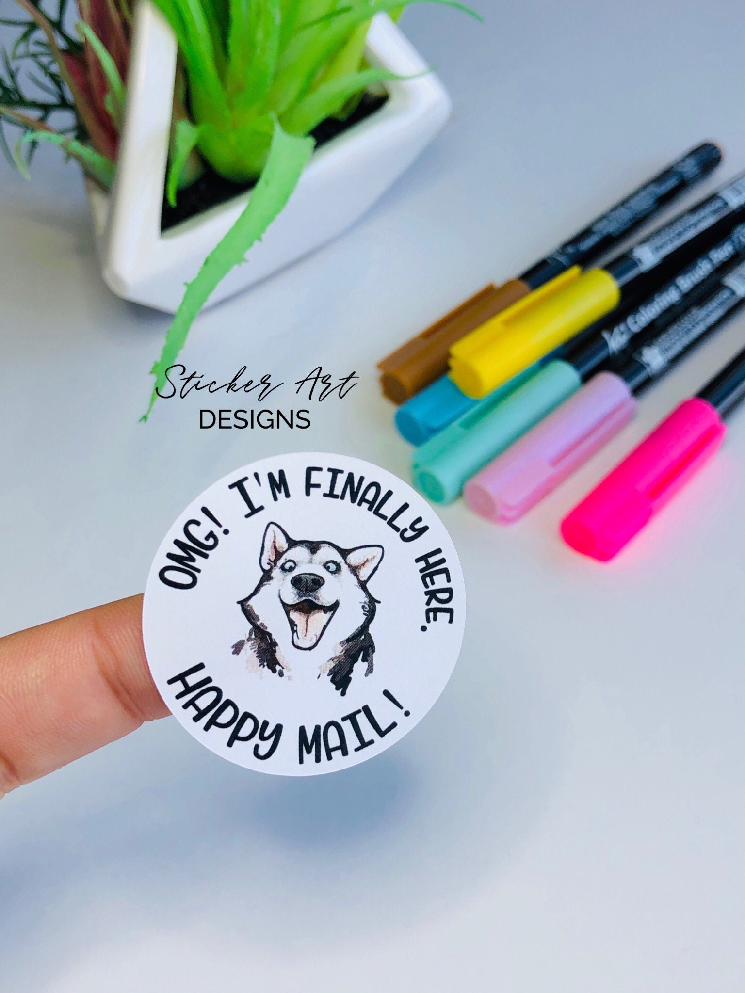 30 Happy Mail Sticker Funny Dog Stickers Husky Sticker | Etsy