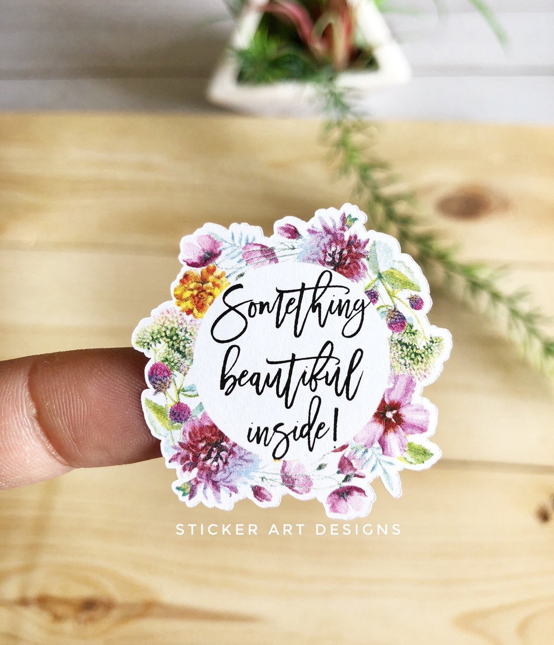 30 Something Beautiful Inside Stickers, Flower Wreath Stickers, Happy ...