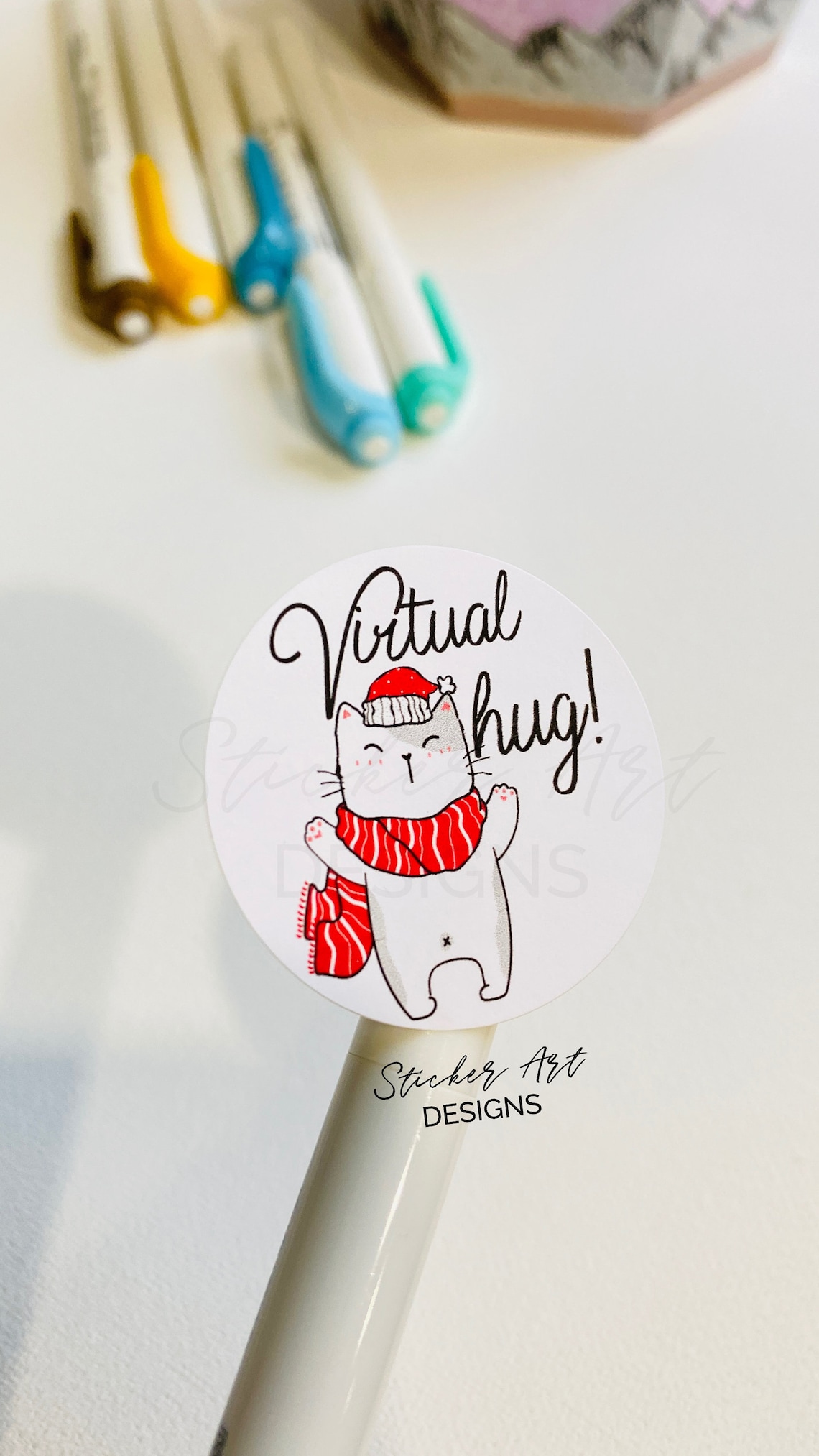 16 Virtual Hug Planner Stickers Cat Valentine's Day - Etsy