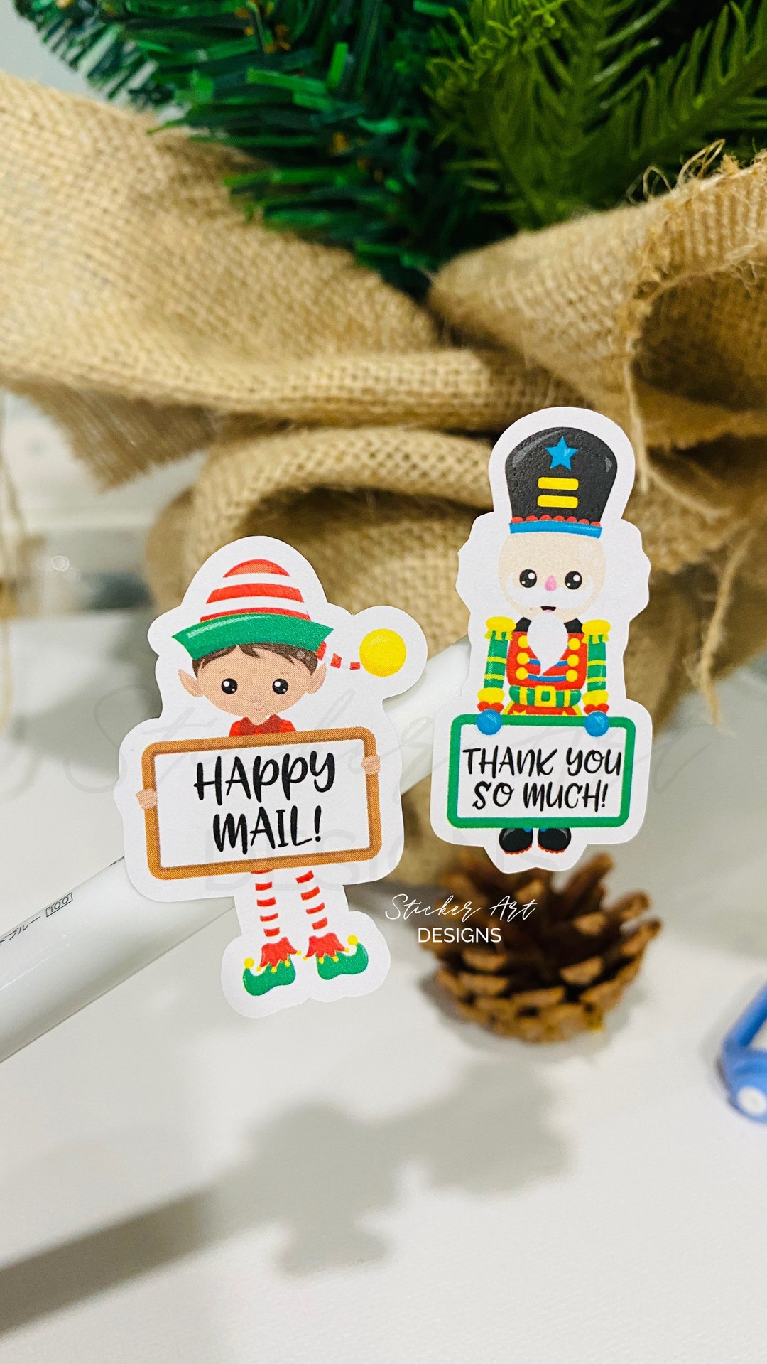 35 Christmas Stickers, Elf Labels, Thank You Labels, Happy Mail Labels ...
