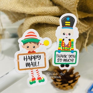 35 Christmas Stickers, Elf Labels, Thank You Labels, Happy Mail Labels ...