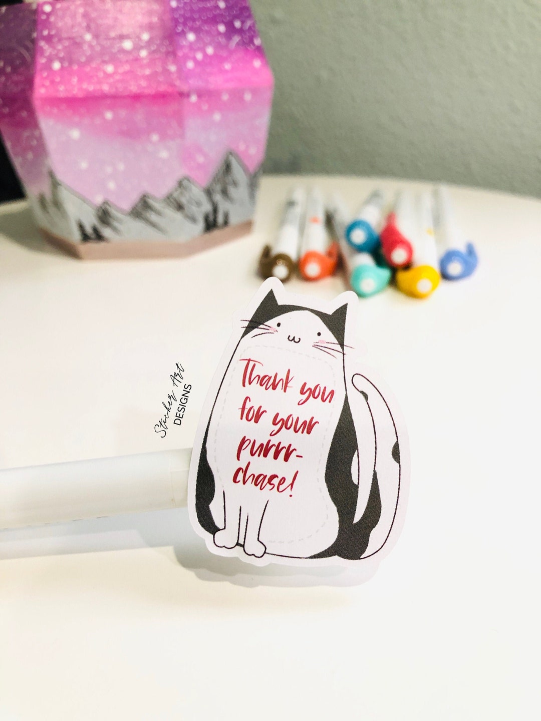 Thank You for Purchase Stickers, Packaging Labels, Cat Stickers, Thank ...