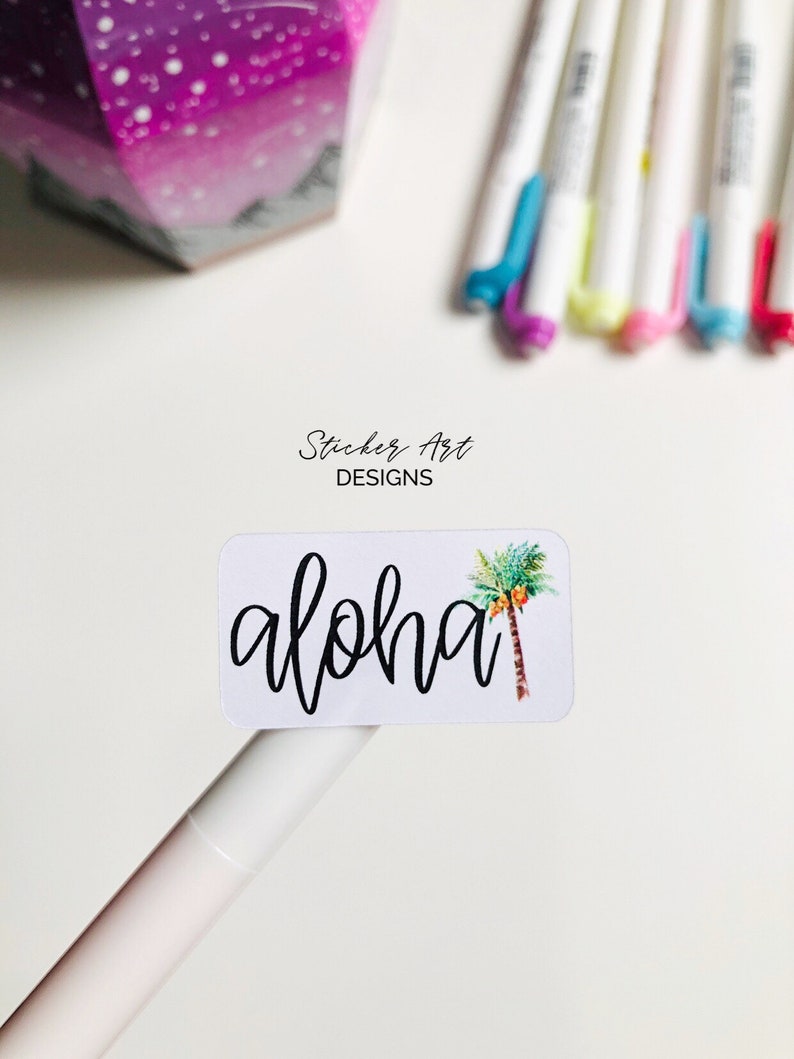 55 Palm Tree Aloha Stickers, Happy Mail Stickers, Thank You Stickers ...