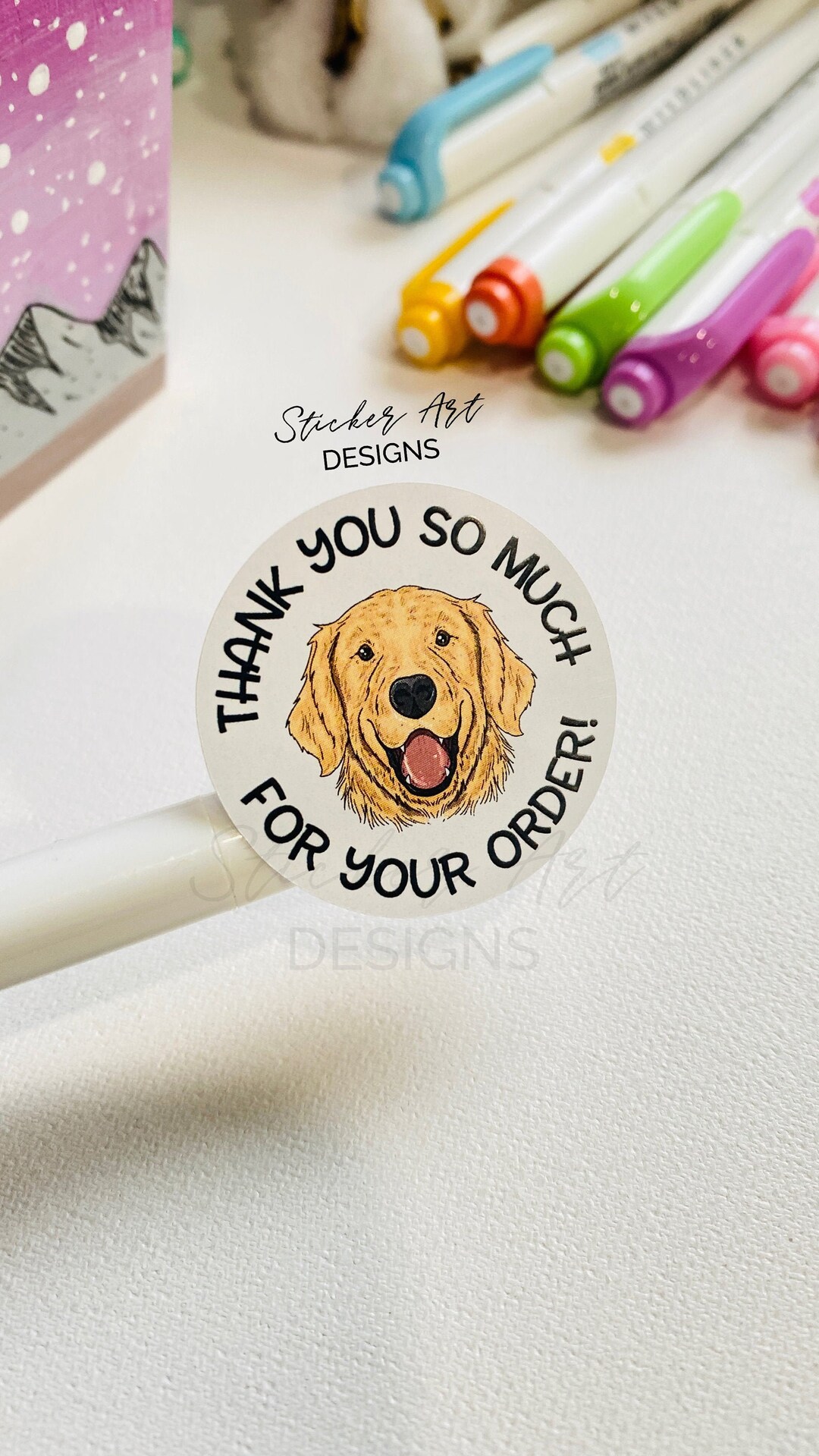 16 Thank You so Much Stickers, Golden Retriever Stickers, Happy Mail ...