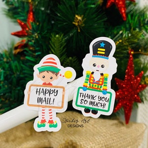 35 Christmas Stickers, Elf Labels, Thank You Labels, Happy Mail Labels ...