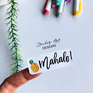 37 Pineapple MAHALO Stickers, Happy Mail Stickers, Pineapple, Packaging ...