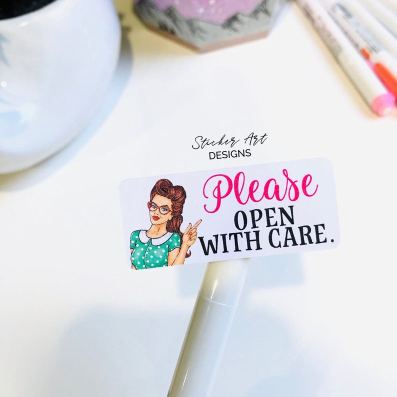35 Please Open With Care Stickers Happy Mail Label Funny - Etsy