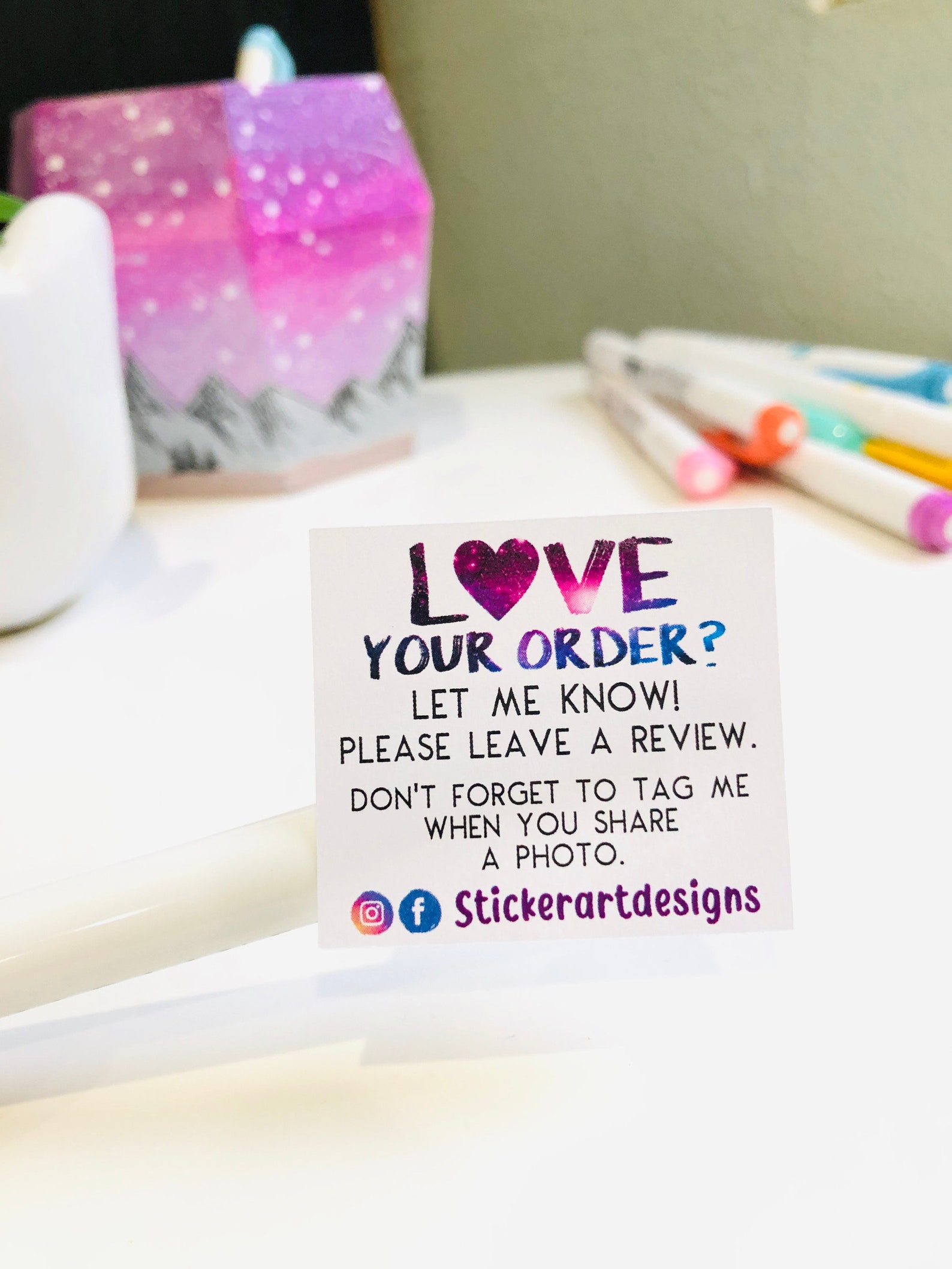 Leave A Review Custom Business Stickers Purple Packaging | Etsy