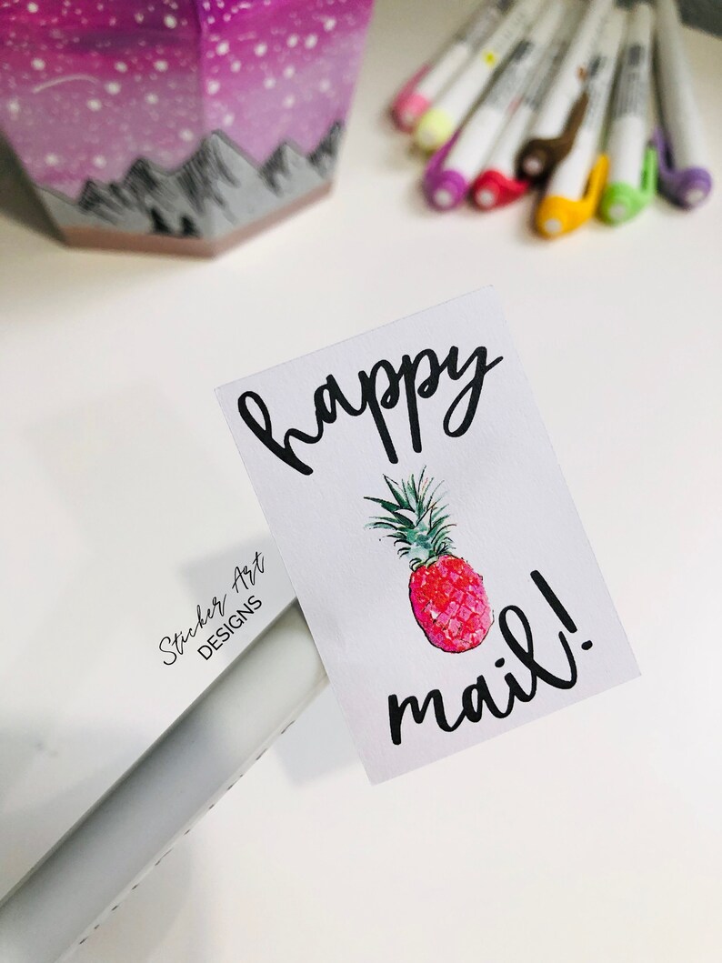 42 Happy Mail Pineapple Stickers Packaging Stickers Pink | Etsy
