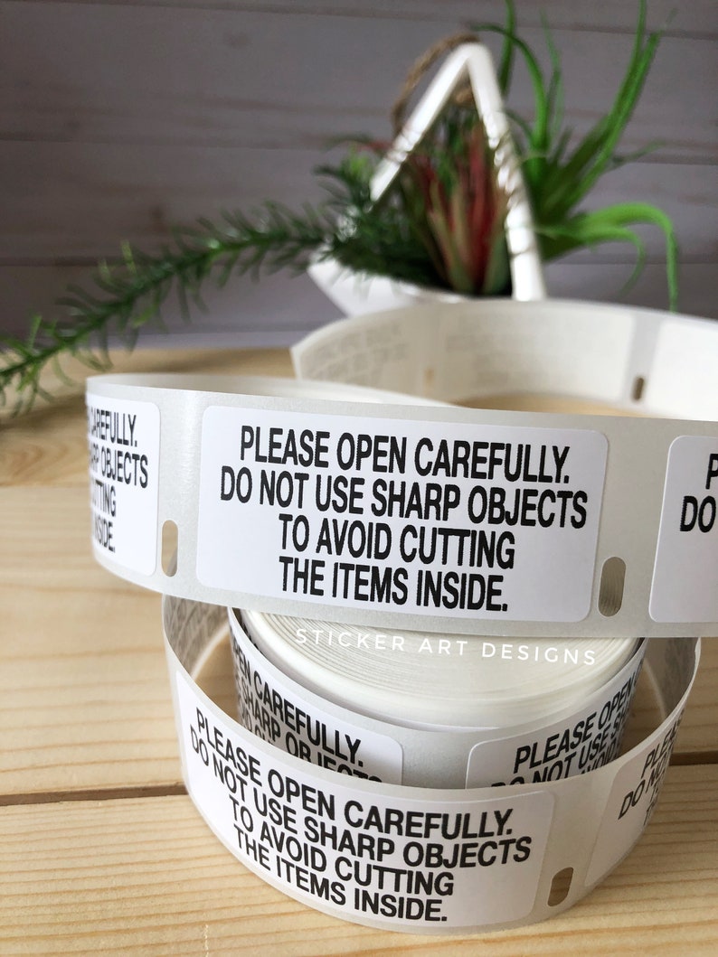 Please Open Carefully Stickers Business Labels Custom Logo - Etsy UK
