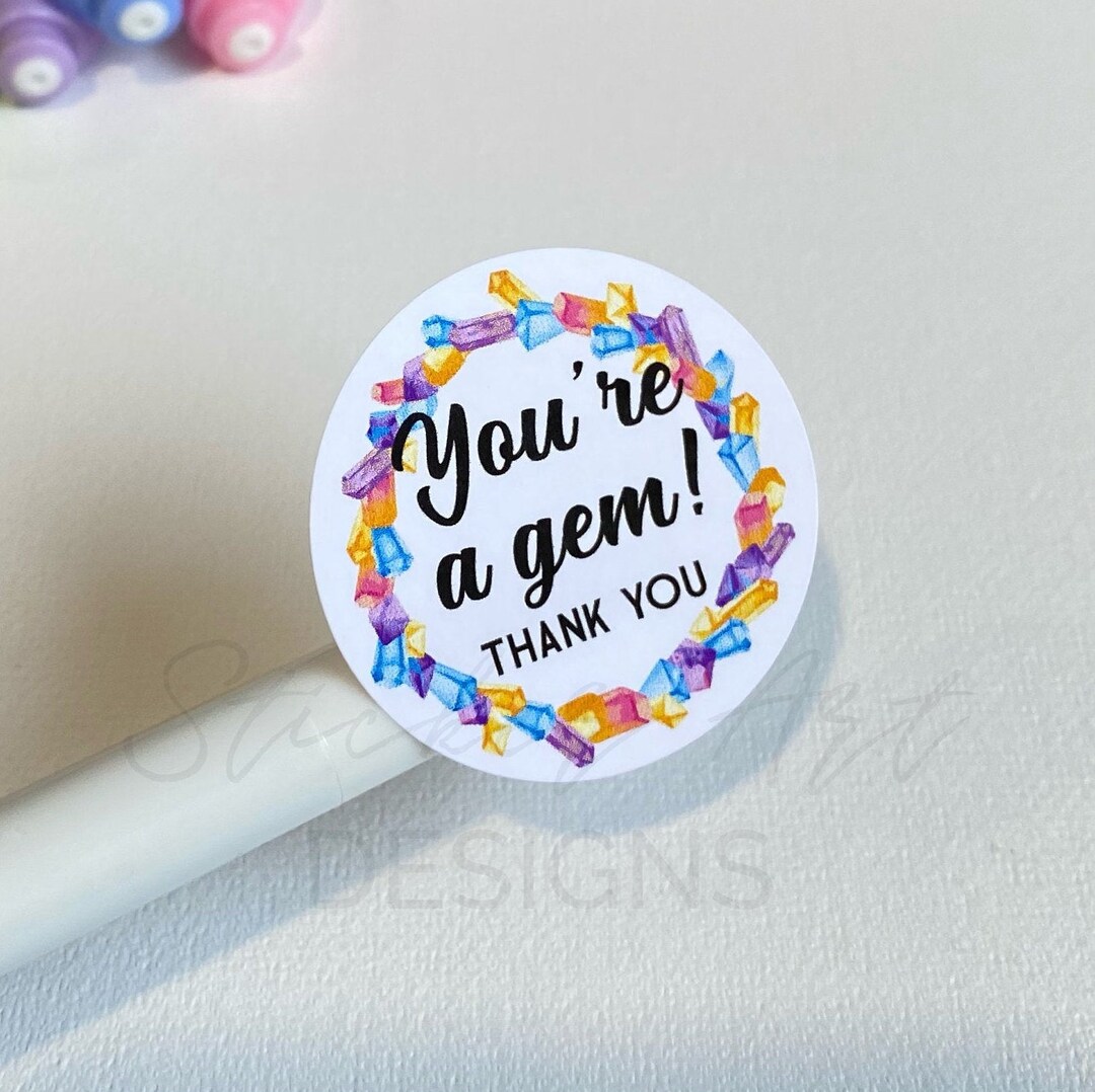 You're A Gem Stickers: Crystal Thank You Labels, Happy Mail (1.5", 16pc ...