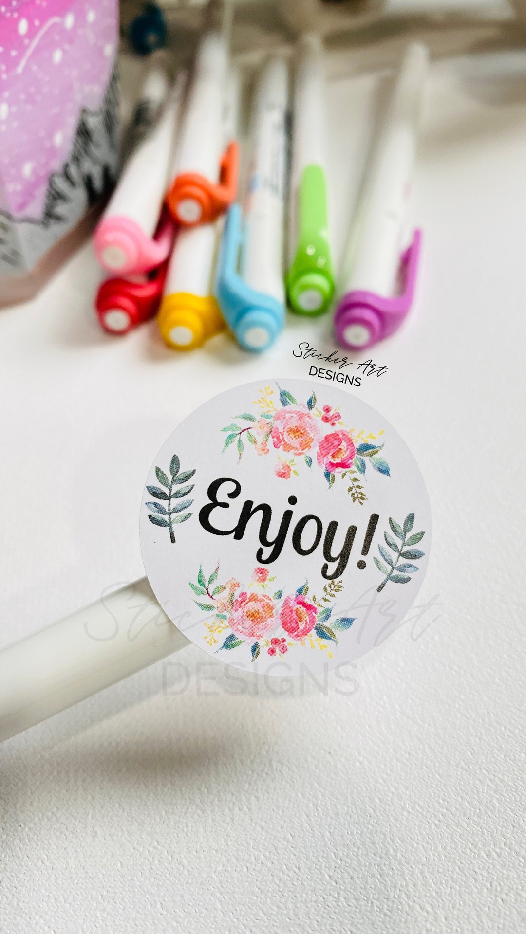16 ENJOY! Stickers, Happy Mail Labels, Packaging Stickers, THANK YOU ...