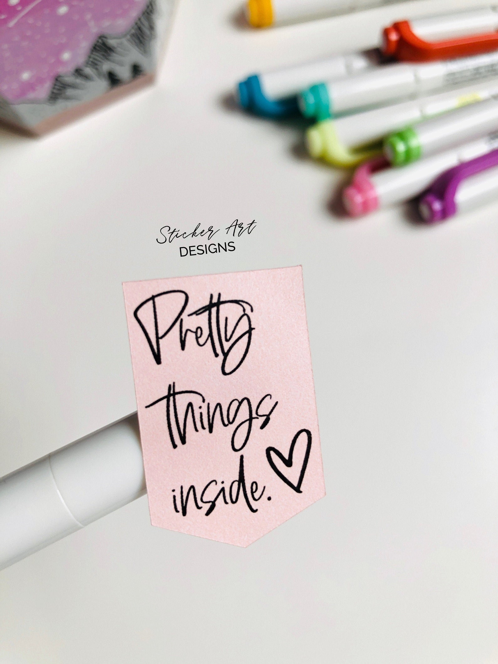 48 Pink Custom Stickers Pretty Things Inside Stickers | Etsy