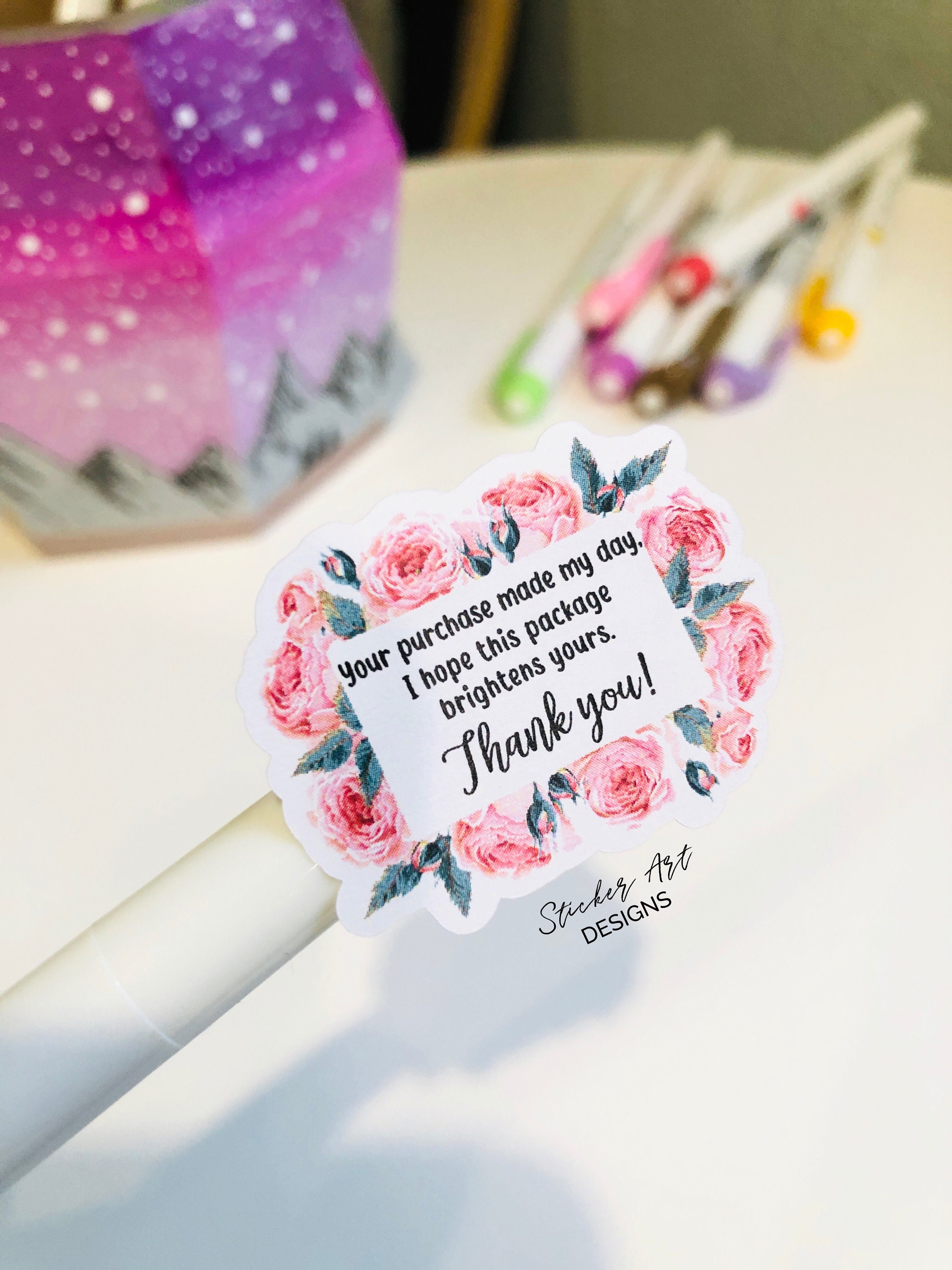 36 Thank You Stickers Happy Mail Floral Labels Packaging - Etsy