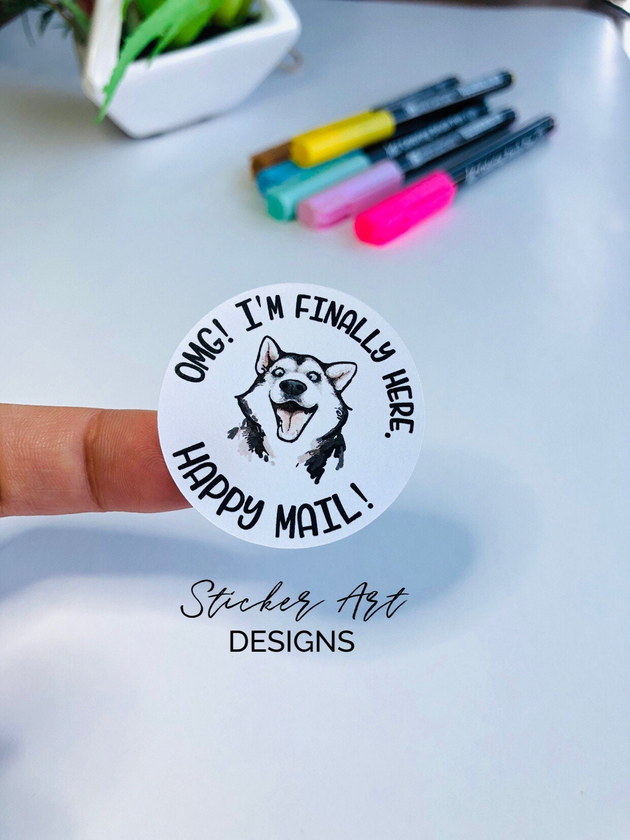 30 Happy Mail Sticker Funny Dog Stickers Husky Sticker | Etsy