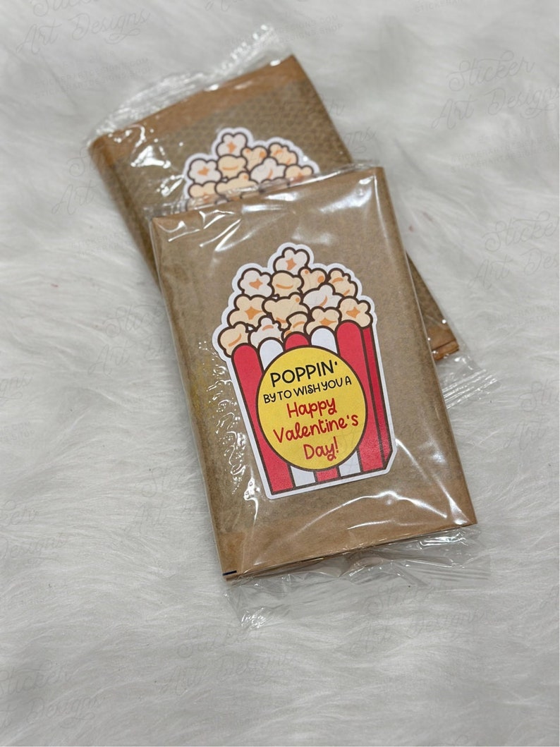 16 Popcorn Stickers Popcorn Valentines Day Sticker Classroom T