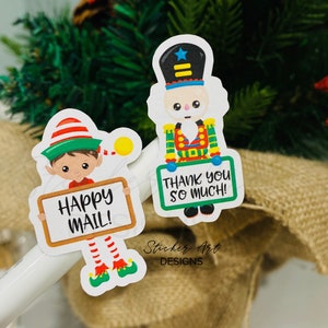 35 Christmas Stickers, Elf Labels, Thank You Labels, Happy Mail Labels ...