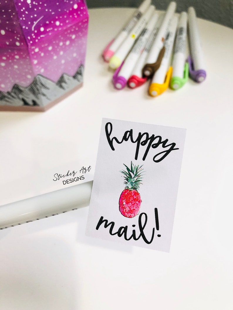 42 Happy Mail Pineapple Stickers Packaging Stickers Pink | Etsy