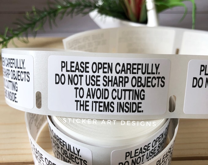 Please Open Carefully Stickers Business Labels Custom Logo - Etsy