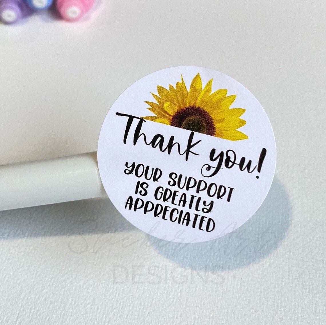 16 Sunflower Stickers Thank You for Your Support Thank You | Etsy
