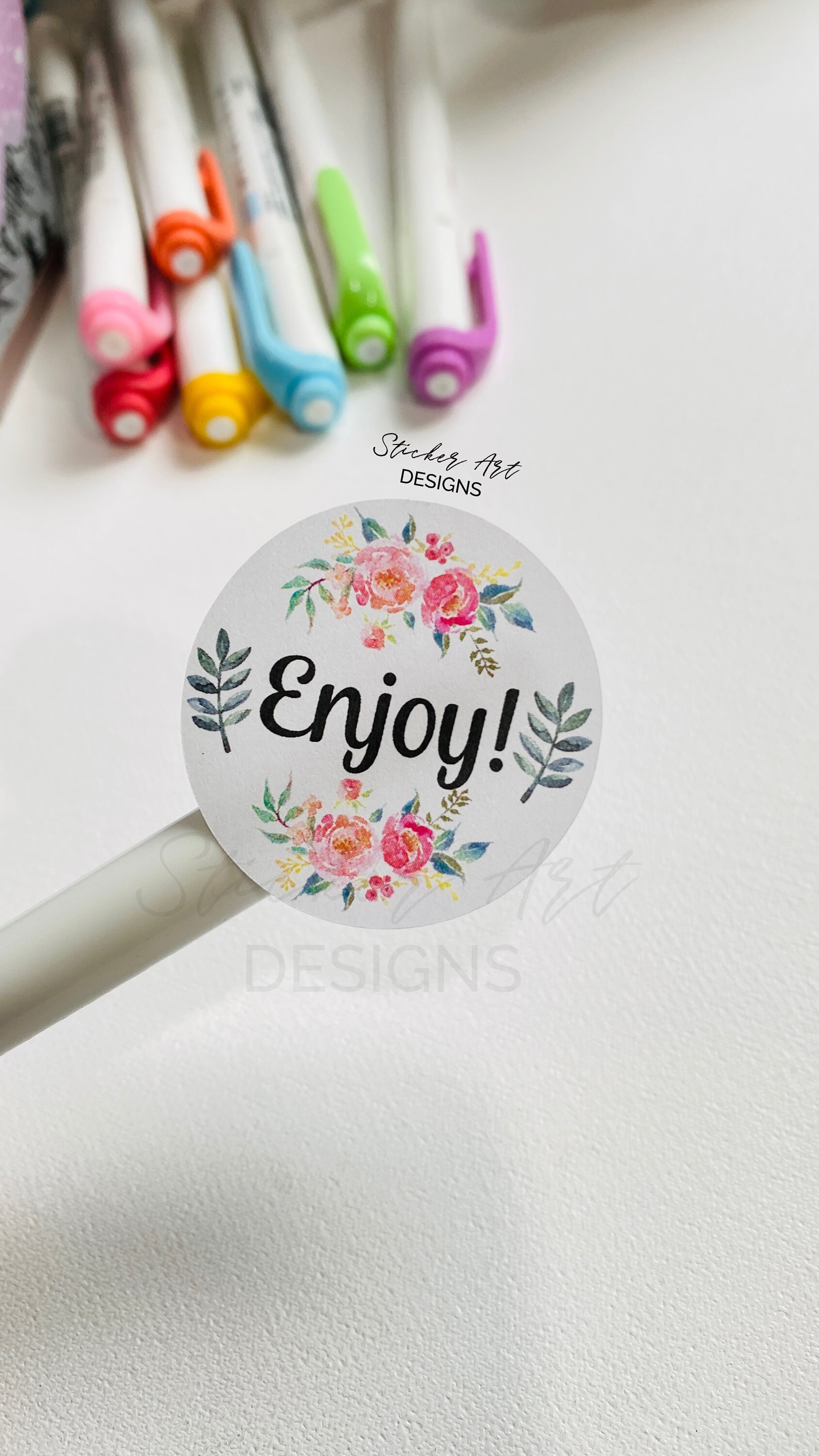 16 ENJOY! Stickers, Happy Mail Labels, Packaging Stickers, THANK YOU ...