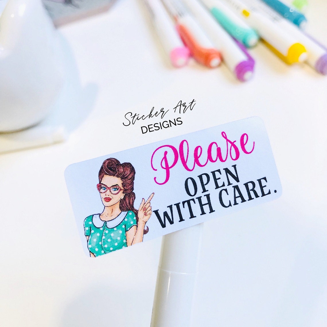 35 Please Open With Care Stickers Happy Mail Label Funny - Etsy