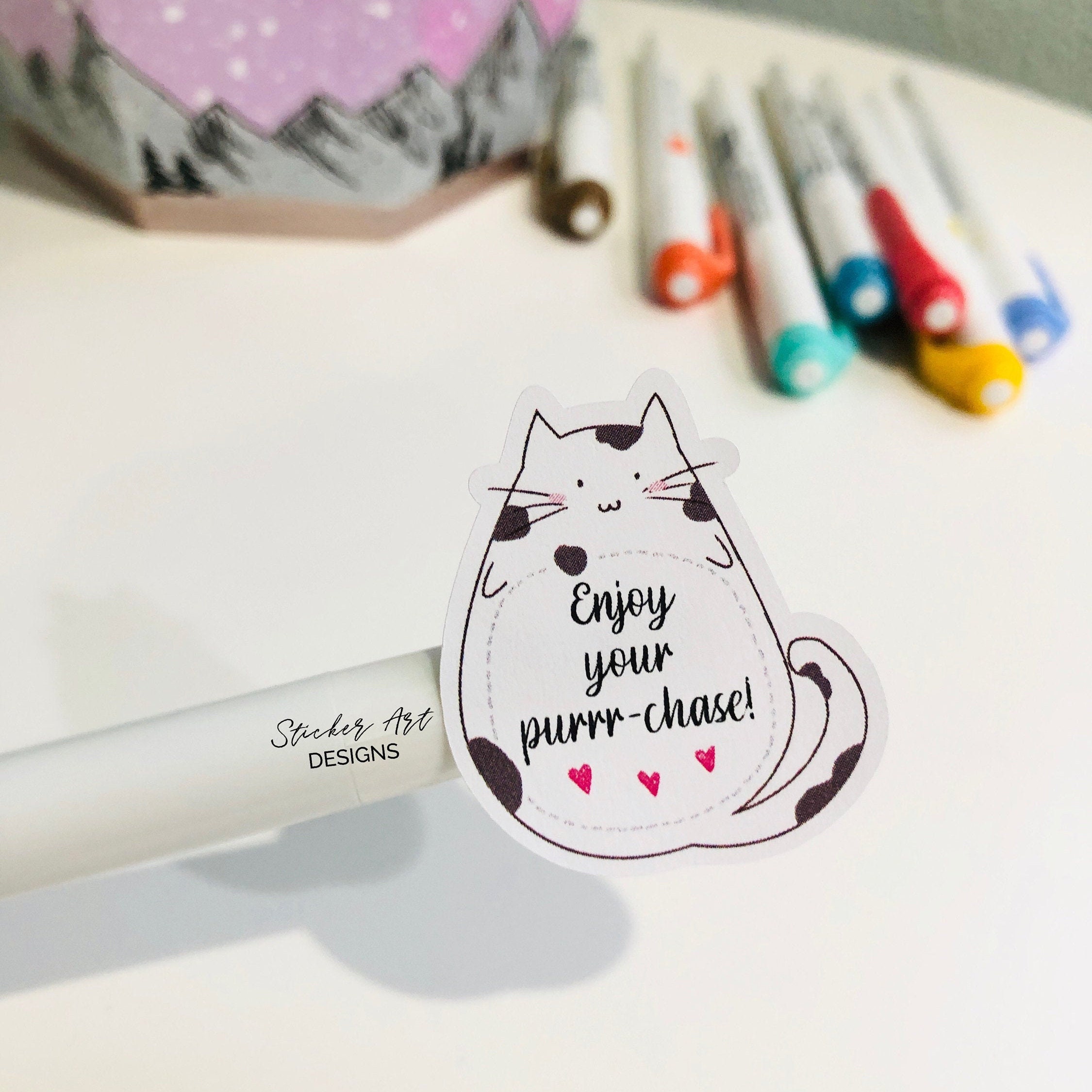 30 Fun Cat Stickers Enjoy Your Purchase Stickers Envelope | Etsy