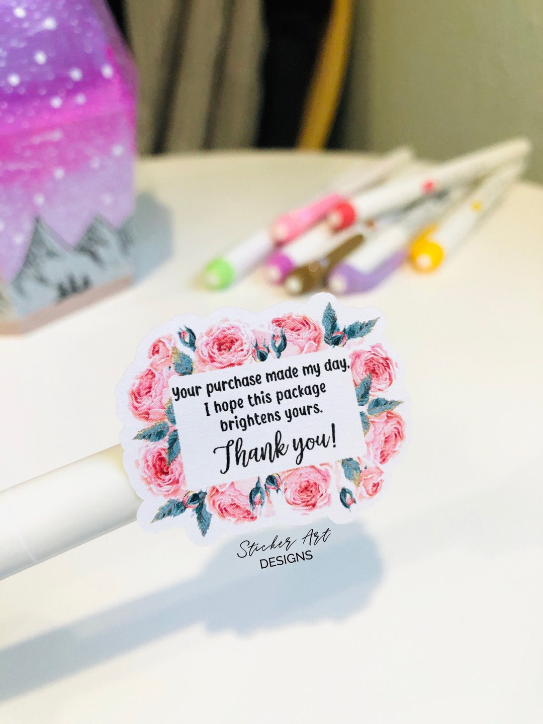 36 Thank You Stickers, Happy Mail Floral Labels, Packaging Stickers ...