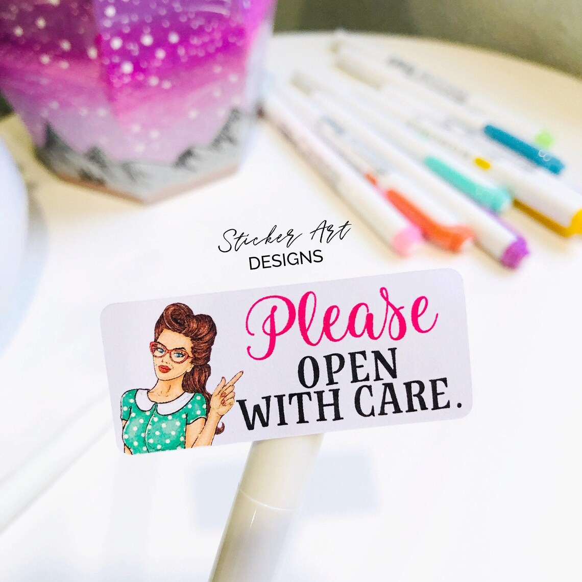 35 Please Open With Care Stickers Happy Mail Label Funny - Etsy