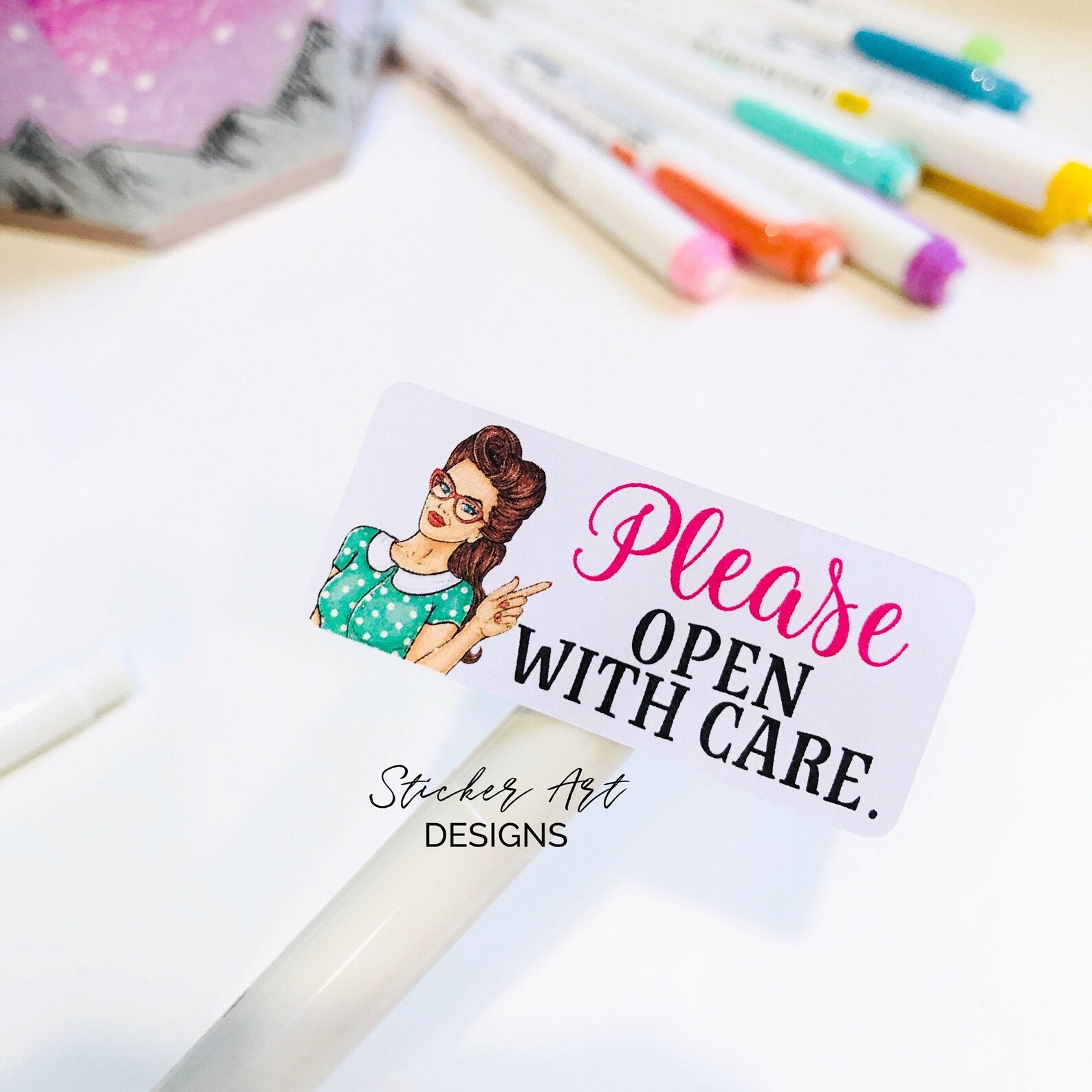 35 Please Open With Care Stickers Happy Mail Label Funny - Etsy