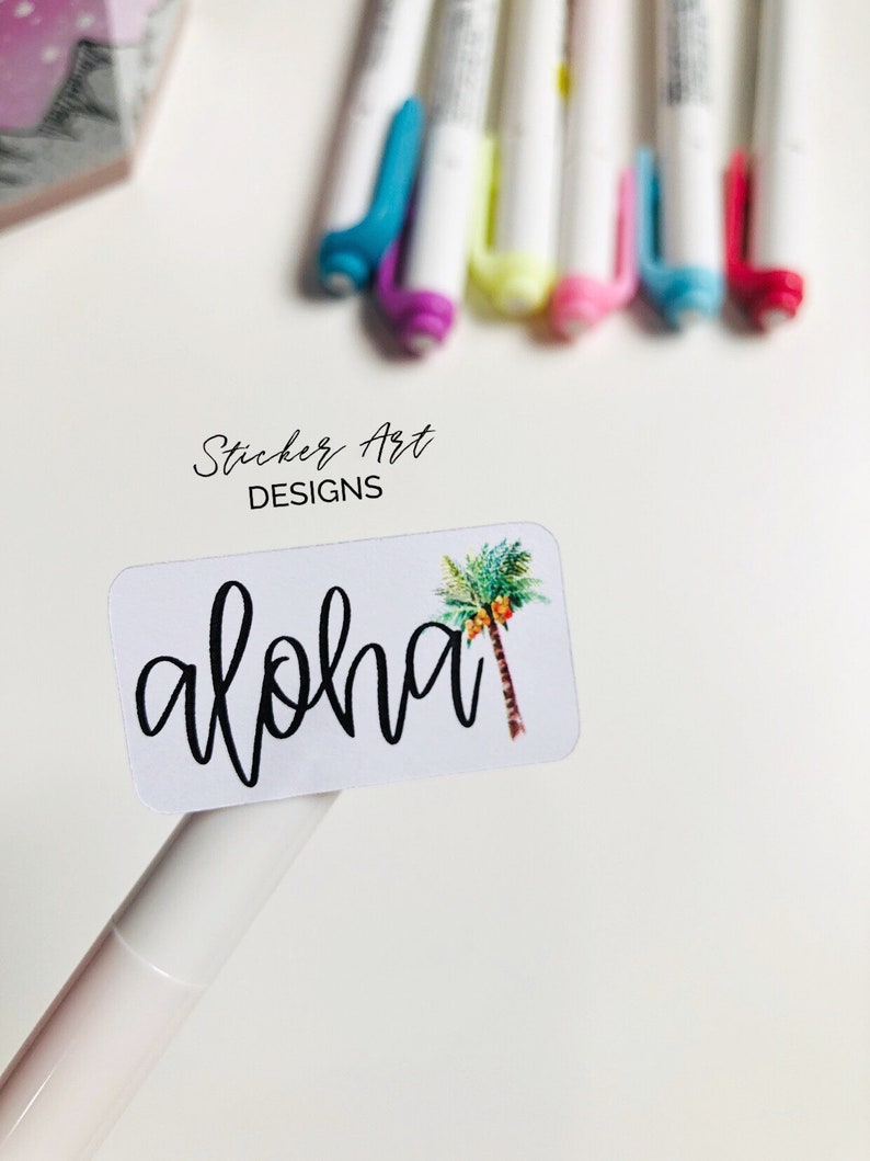 55 Palm Tree Aloha Stickers, Happy Mail Stickers, Thank You Stickers ...