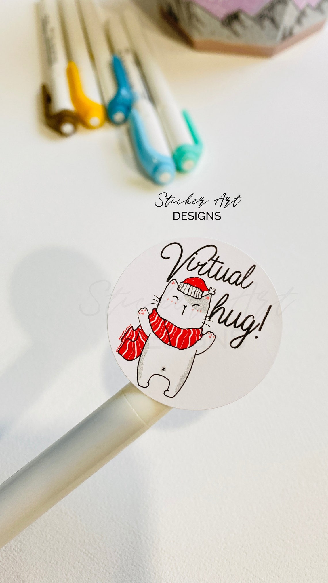 16 Virtual Hug Planner Stickers Cat Valentine's Day - Etsy