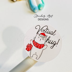 16 Virtual Hug Planner Stickers, Cat Valentine's Day Stickers, Small ...