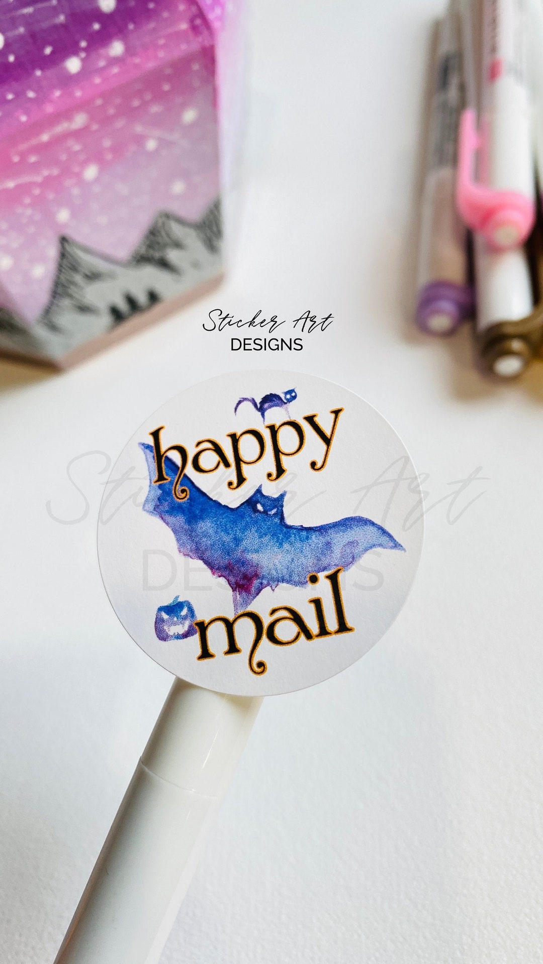 16 HAPPY MAIL Halloween Stickers, Happy Mail Labels, Halloween Theme ...