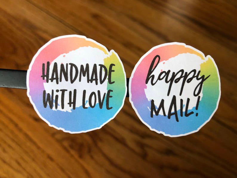 Handmade With Love Stickers Happy Mail Stickers Packaging - Etsy