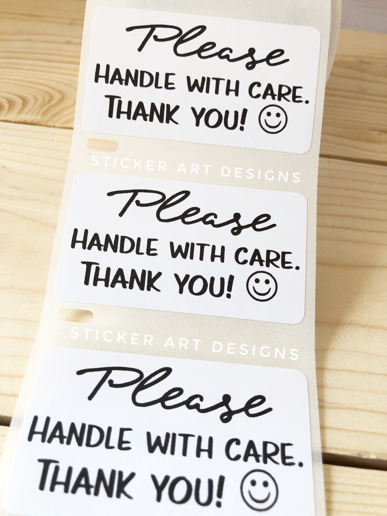Please HANDLE WITH CARE Stickers Thank You Stickers | Etsy