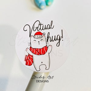 16 Virtual Hug Planner Stickers, Cat Valentine's Day Stickers, Small ...