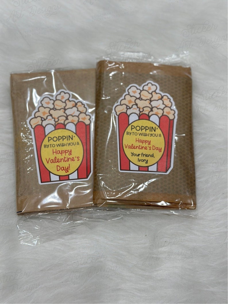 16 Popcorn Stickers Popcorn Valentine's Day Sticker - Etsy