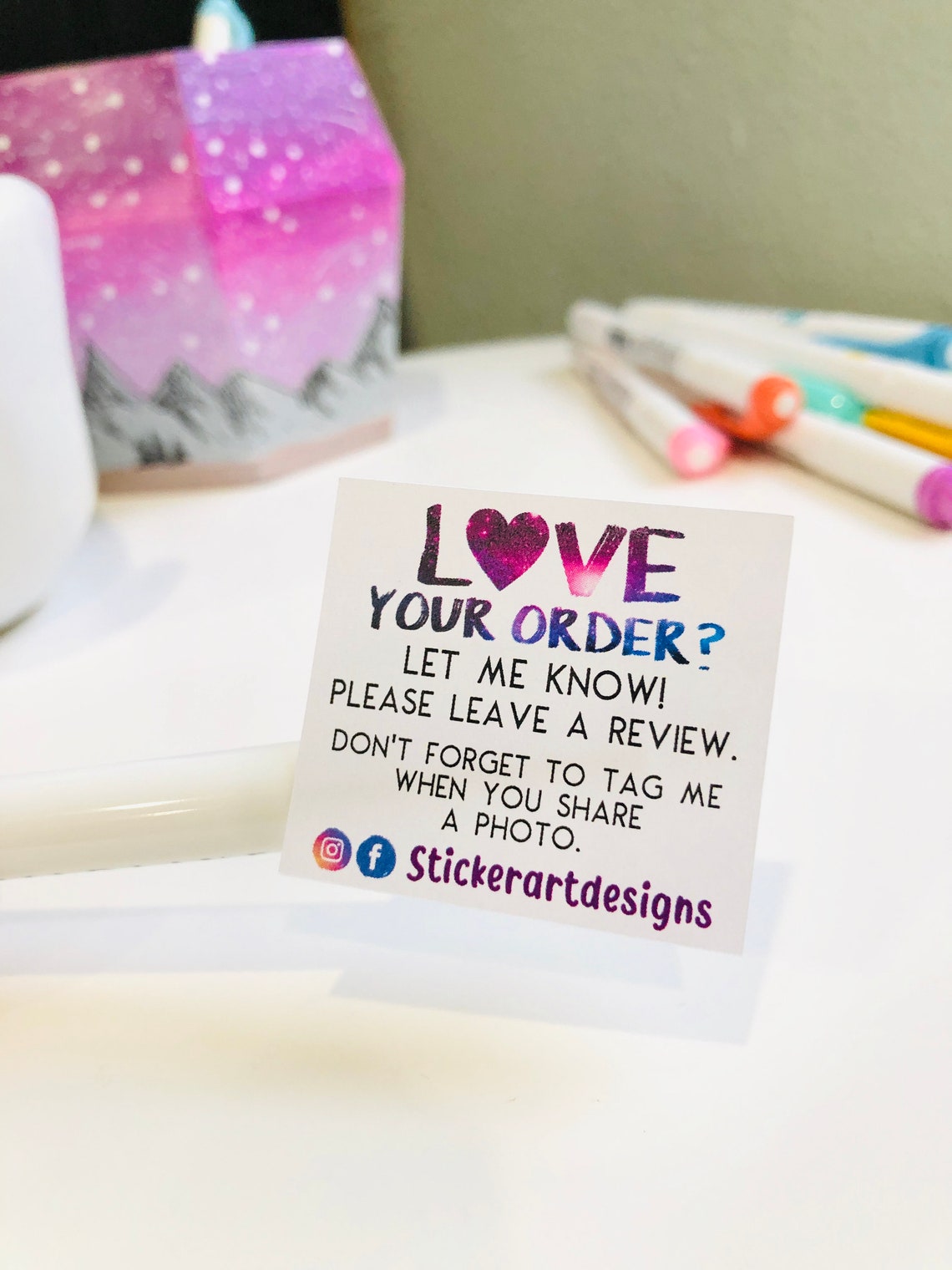 Leave A Review Custom Business Stickers Purple Packaging | Etsy