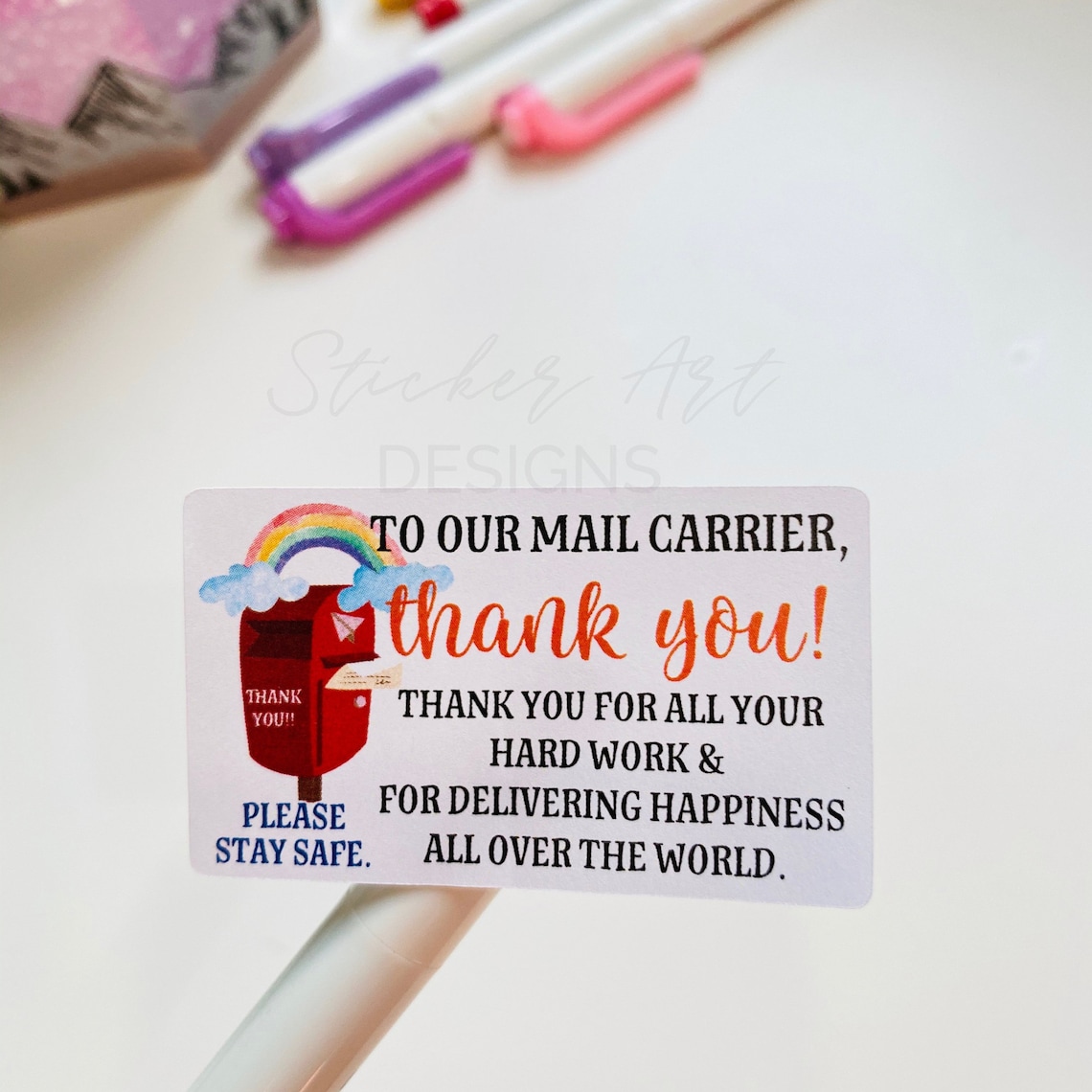 Mail Carrier Thank You Stickers Happy Mail Labels Stay Safe | Etsy