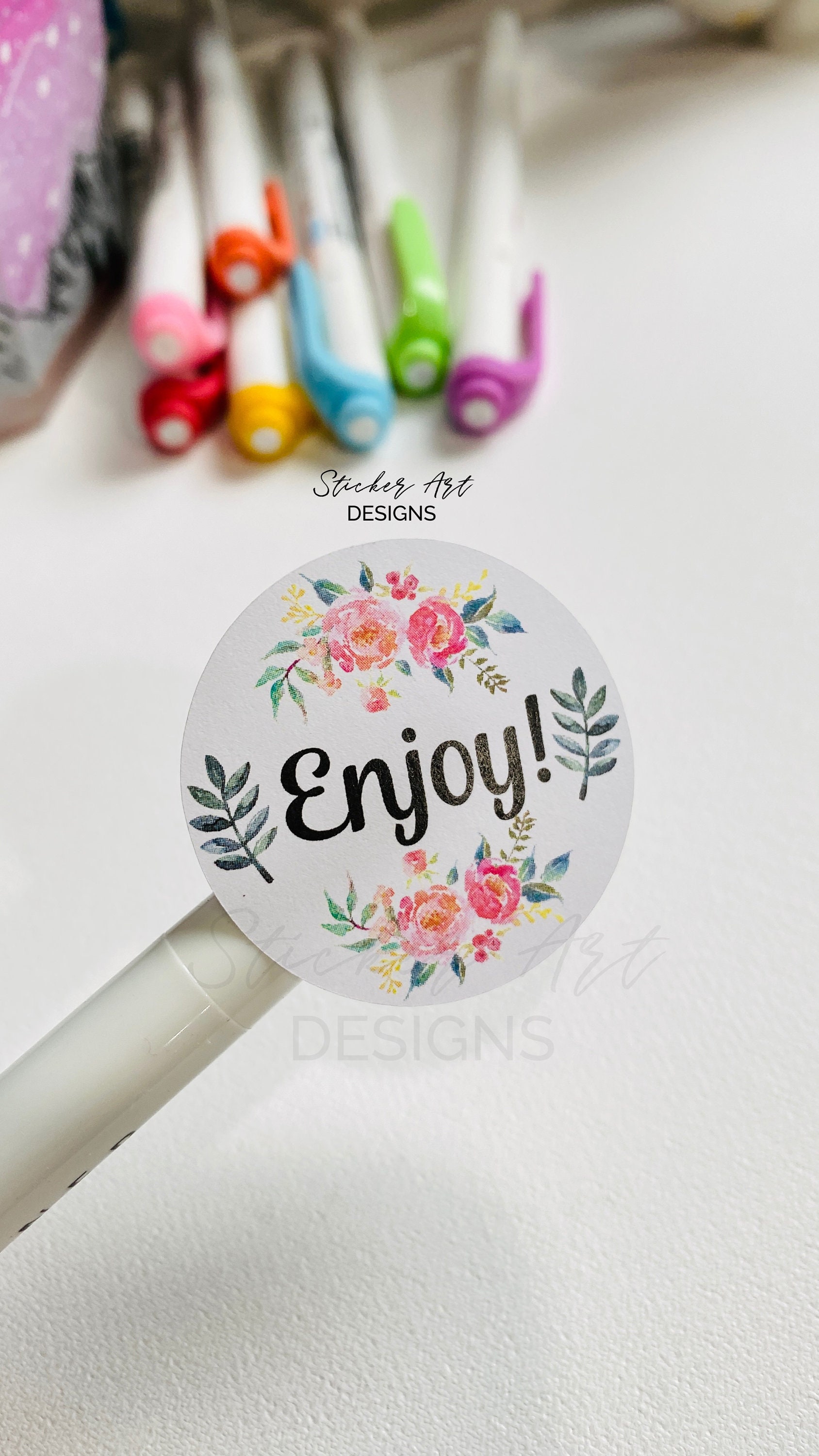 16 ENJOY! Stickers, Happy Mail Labels, Packaging Stickers, THANK YOU ...