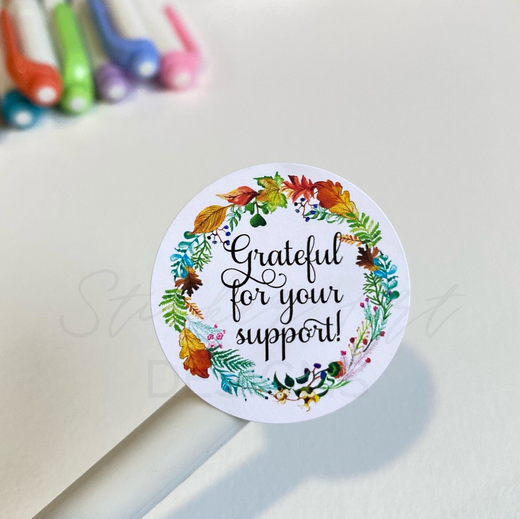 Grateful for your support Stickers Thank You Stickers | Etsy