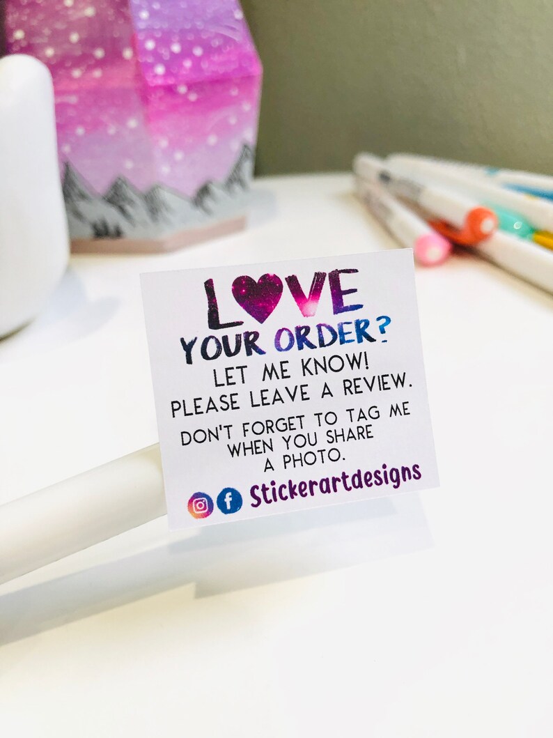 Leave A Review Custom Business Stickers Purple Packaging | Etsy