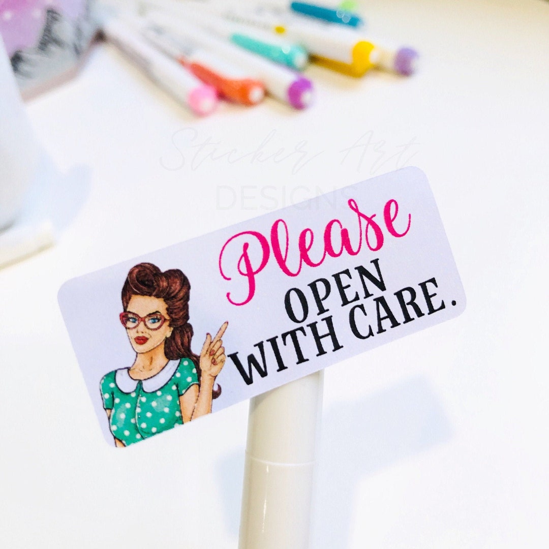35 Please Open With Care Stickers, Happy Mail Label, Funny Stickers ...