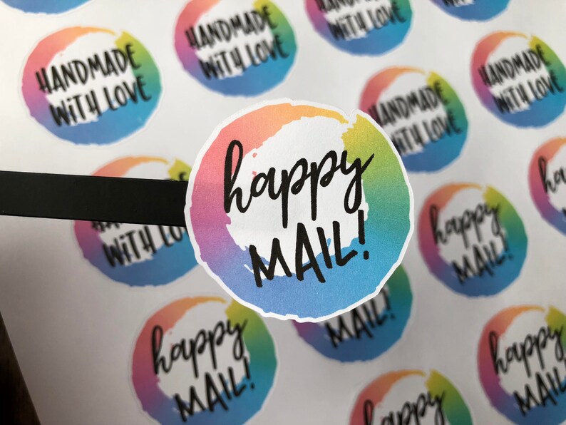 Handmade With Love Stickers Happy Mail Stickers Packaging - Etsy