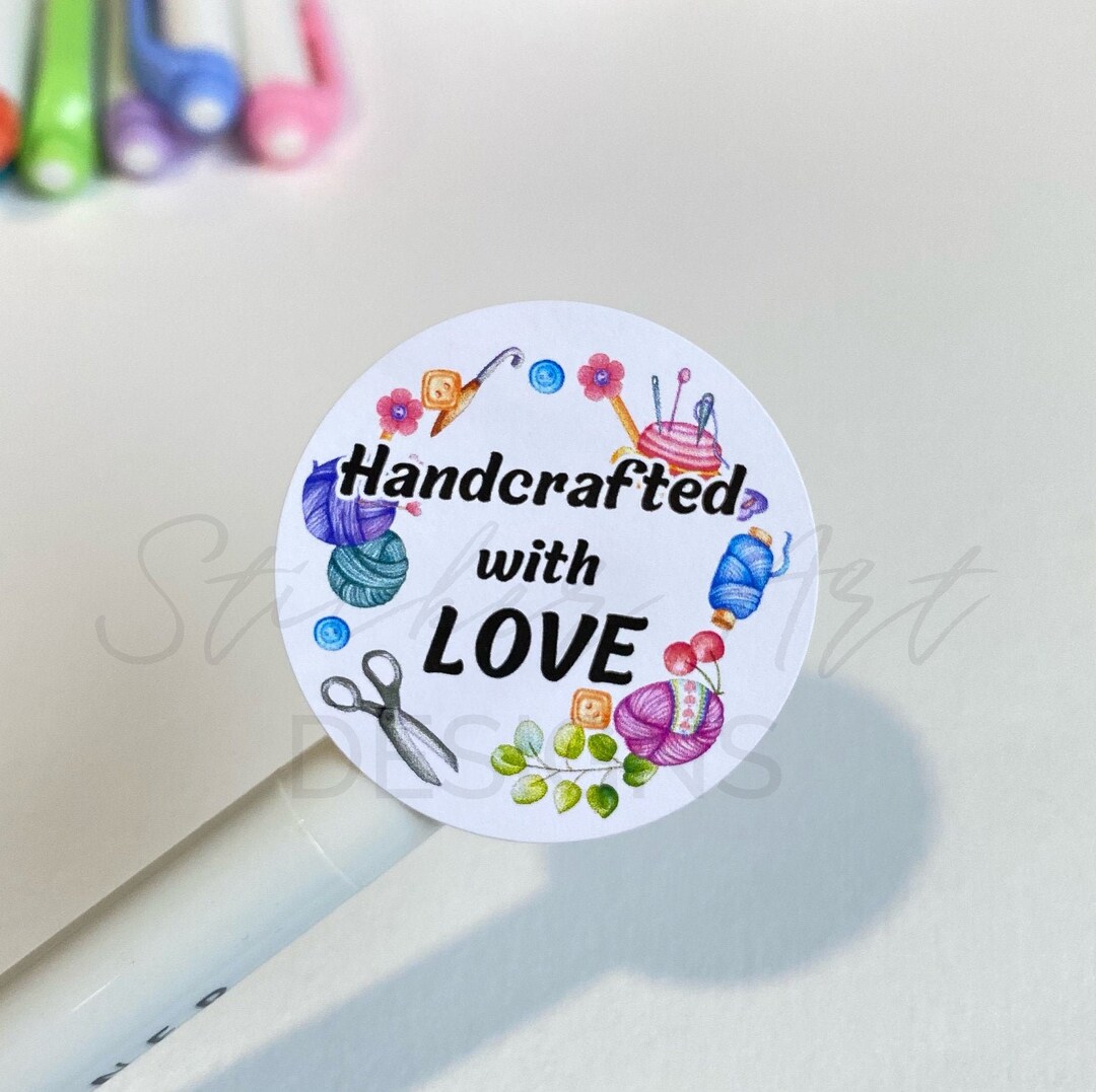 Handcrafted With Love Stickers, Crochet Stickers, Knitting Labels, Made ...