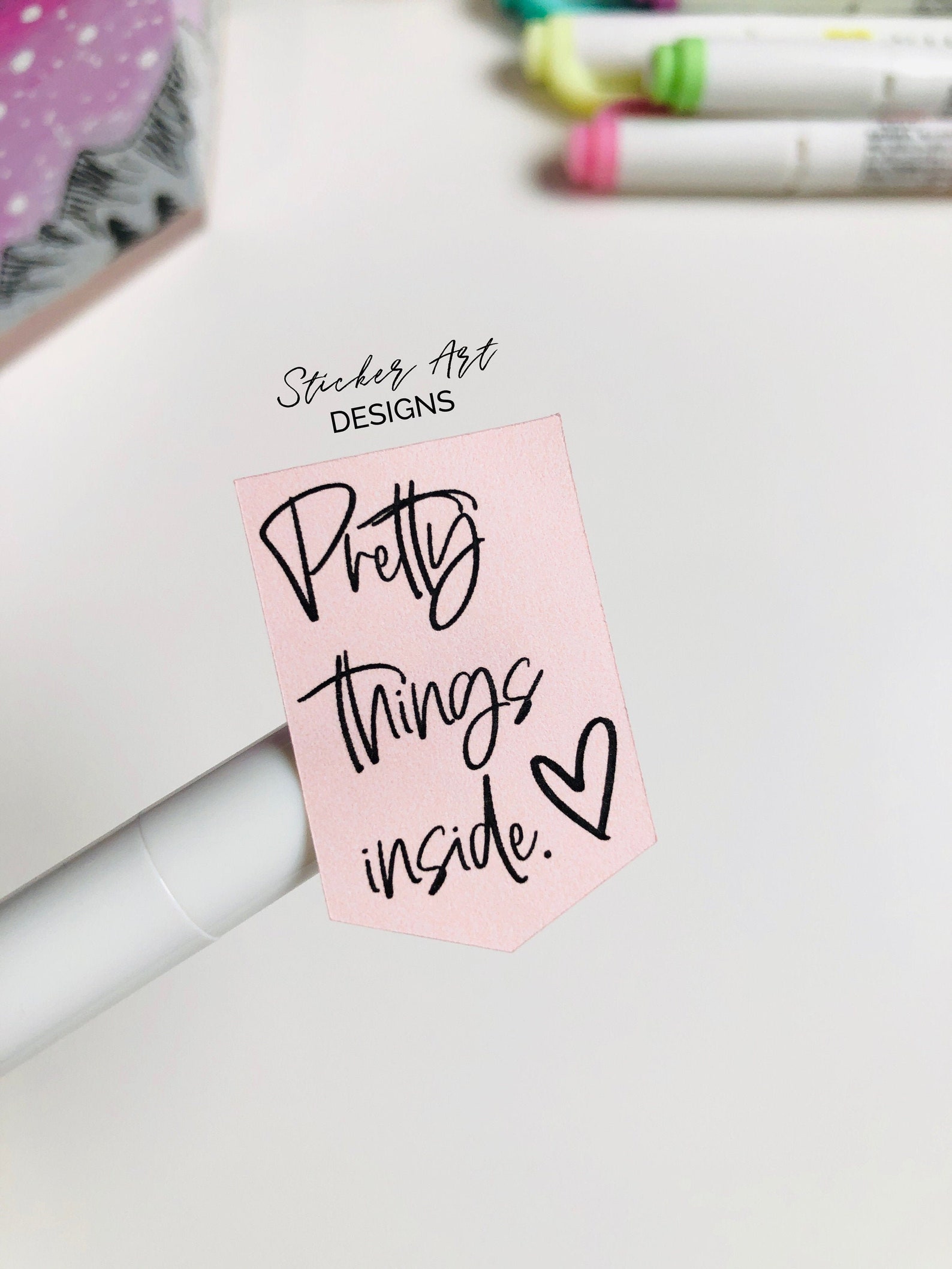 48 Pink Custom Stickers Pretty Things Inside Stickers | Etsy