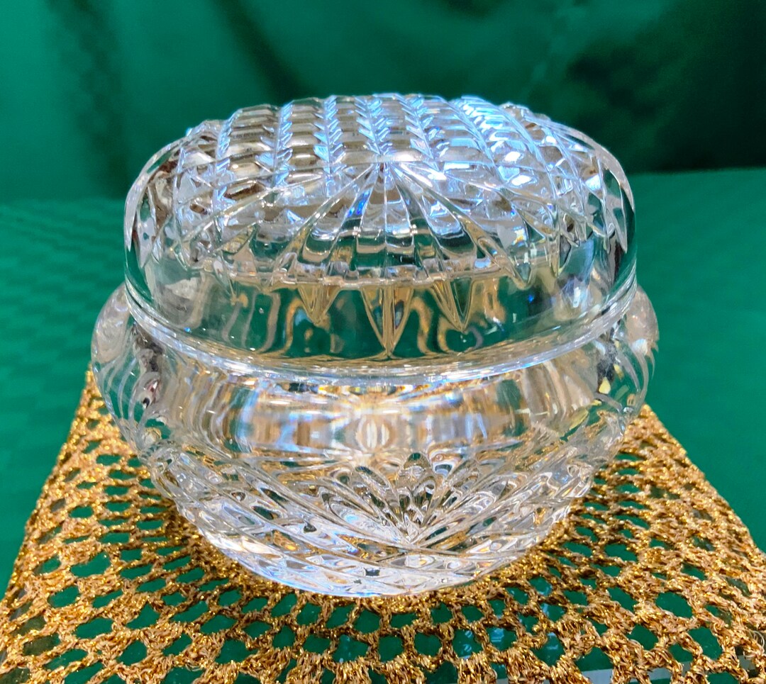 Classic Cut Lead Crystal Round Trinket Box With Lid - Etsy