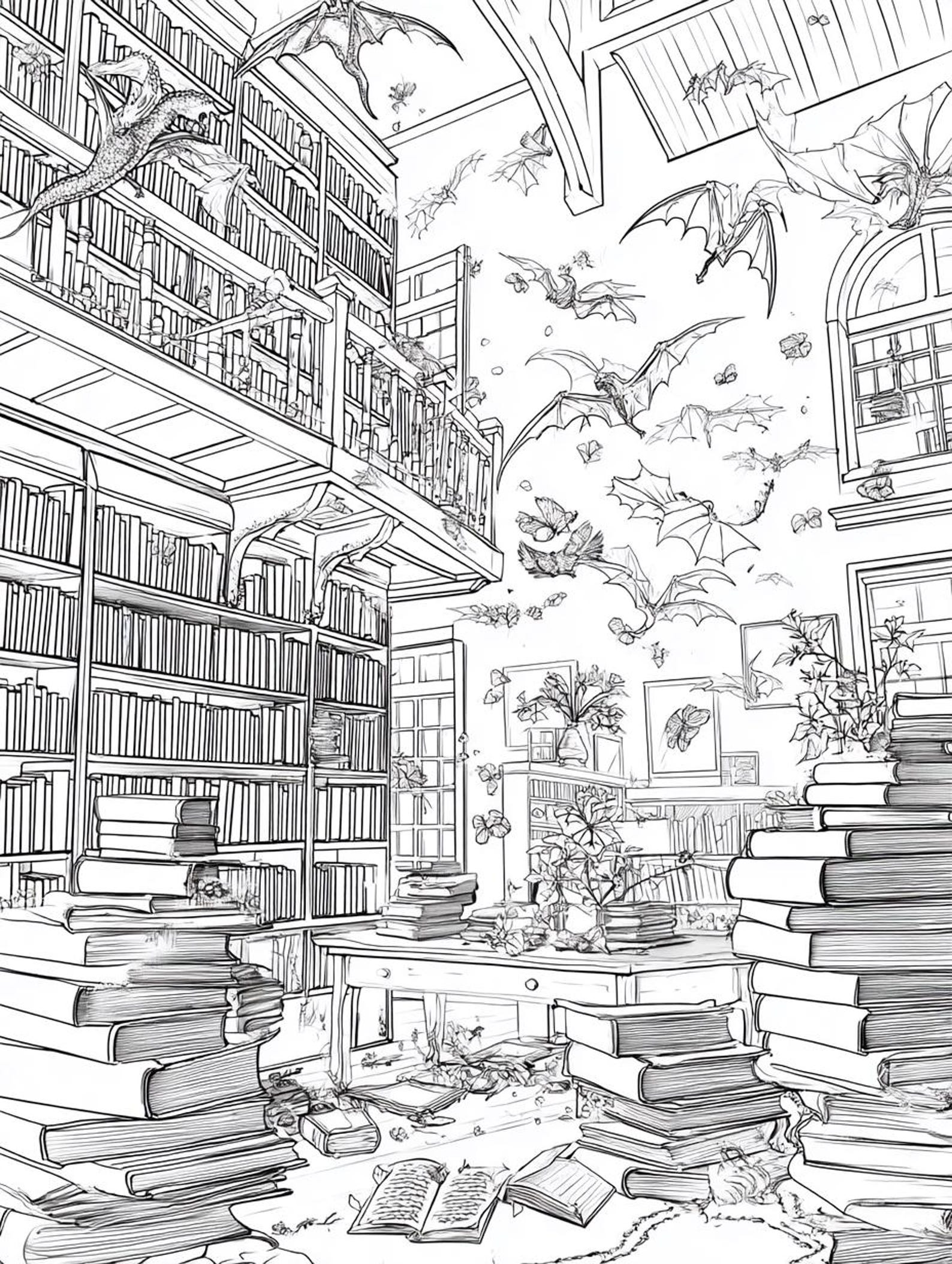 Book Lover Coloring Pages: 40+ Books & Fairytale Designs (digital ...