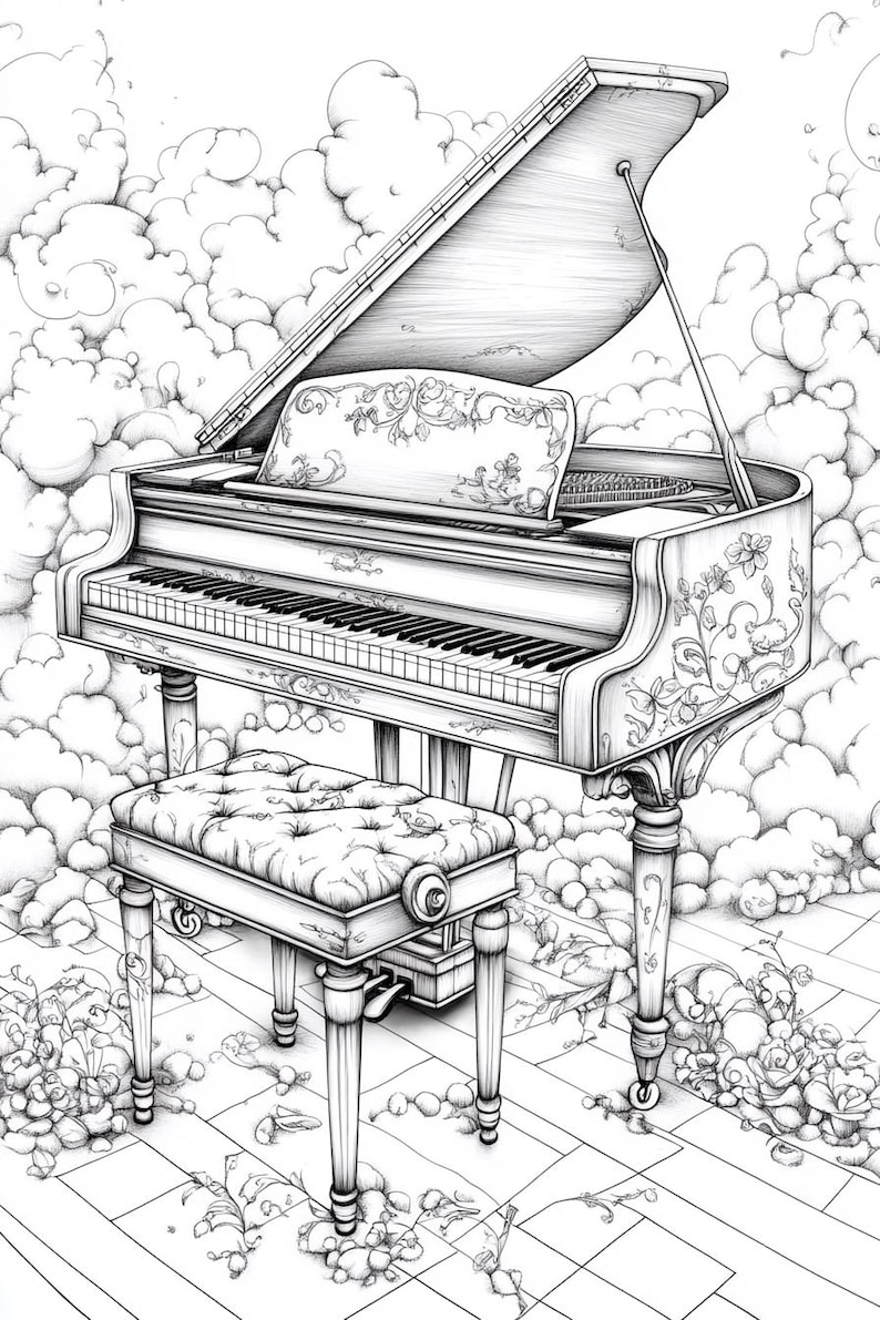 Music and Instruments Coloring Pages, Printable Musician Coloring Book ...